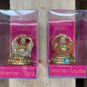 Lucky Buddha Birthstone Figure. Mini Gold Buddha Birthday Gift, Cute ...