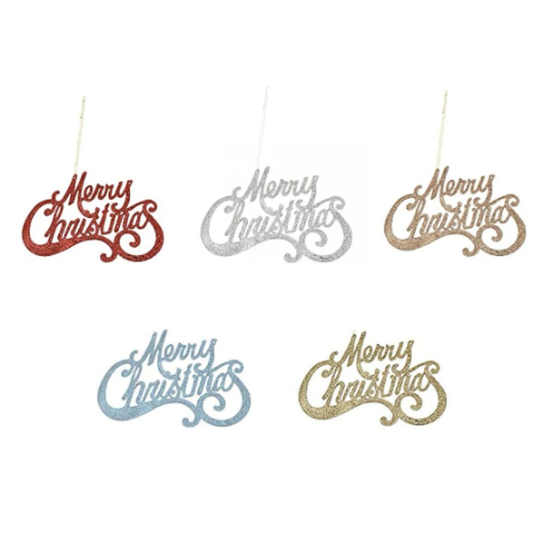 Elegant Merry Christmas Hanging Sign 26cm by 18cm With Gold Ribbon for ...