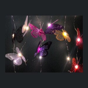 Butterfly String Light LED 1.25m Battery Powered. 6 X 8cm Glitter ...