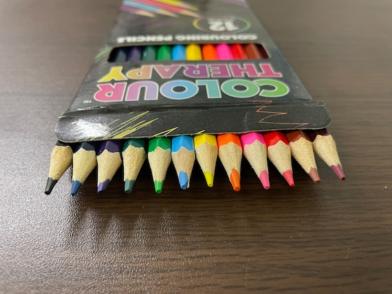 Colour Therapy 12 Bright Colouring Pencils. Ready Sharpened Rainbow Coloured Pencil Crayons. Back to School Home Arts Crafts University Etsy Ireland