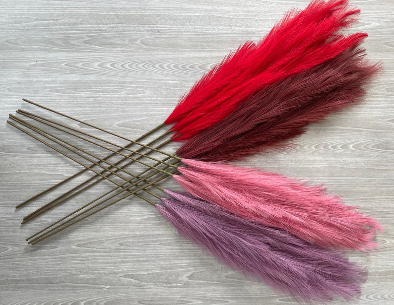 Heather Pale Purple Large Faux Pampas Grass 1-6 Stems 115cm Tall Fluffy ...