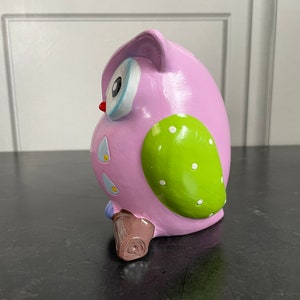 Colourful Funky Owls Ceramic Money Box Approx 13cm X 10cm Choose Pink ...