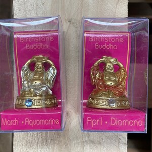 Lucky Buddha Birthstone Figure. Mini Gold Buddha Birthday Gift, Cute ...