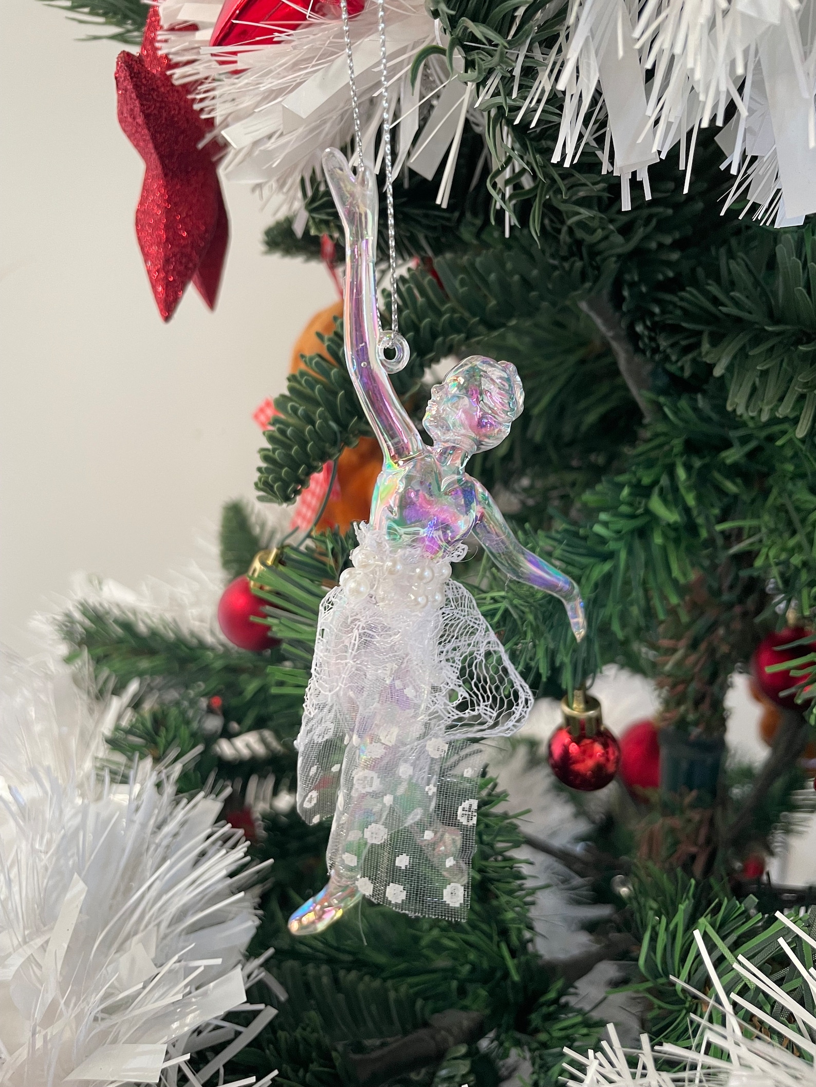 Iridescent Decoration Hanging Clear Christmas Tree Ballet Dancer Décor ...