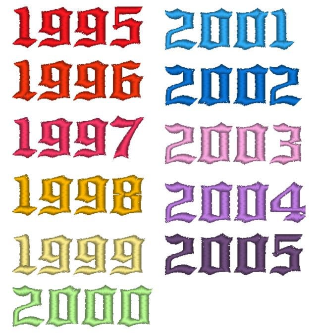 Old English Font Birth Year Personalize Your Gifts | Digital Embroidery ...