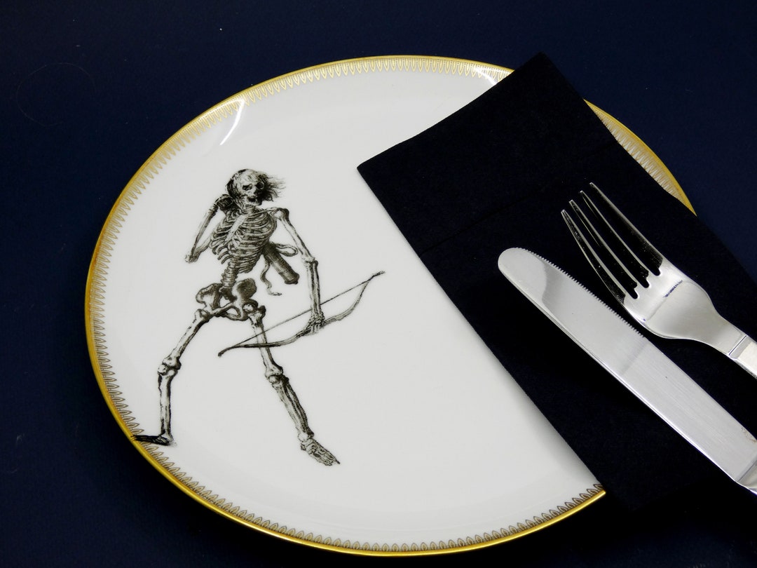 Plate Skeleton Skull Halloween Porcelain Vintage Flat - Etsy
