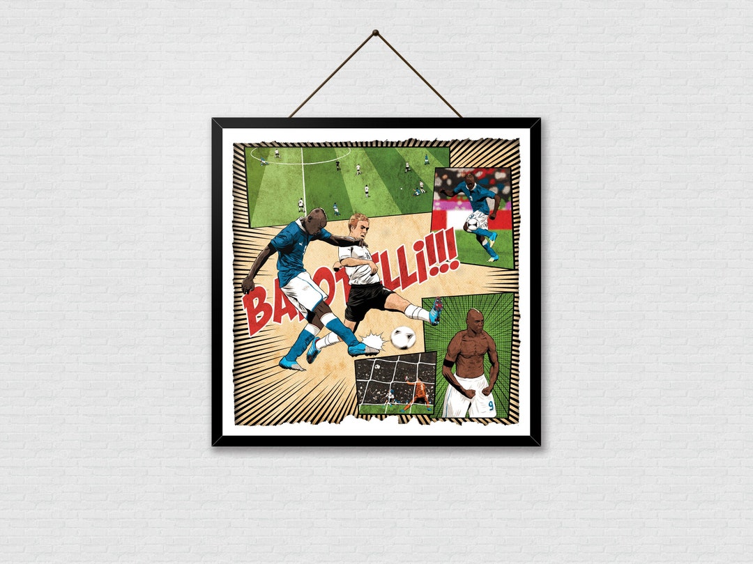 Mario Balotelli Football Poster Comics Style Italy - Etsy
