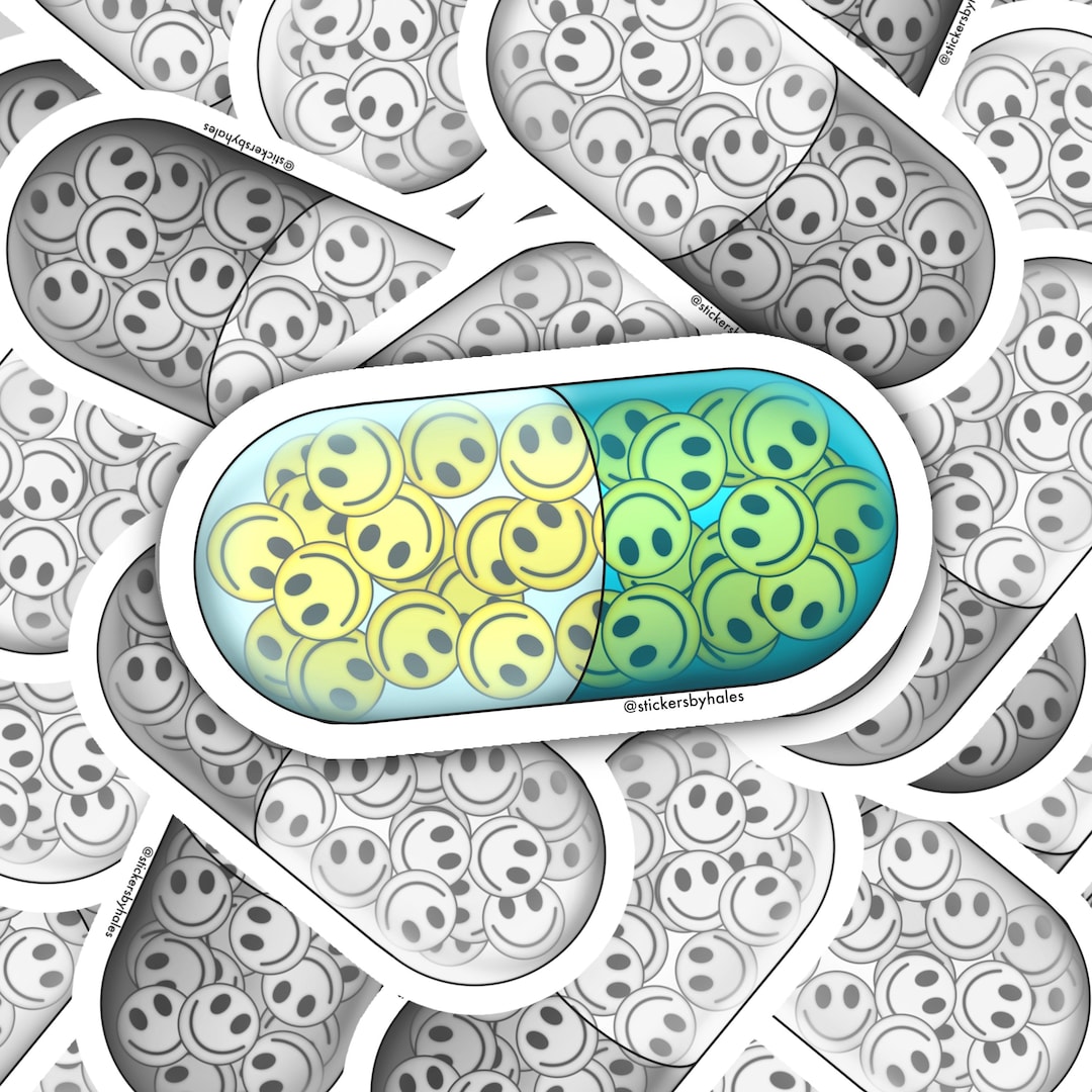 Happy Pill Waterproof Vinyl Sticker - Etsy