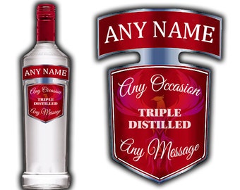 Personalised Smirnoff Vodka Bottle Label Sticker Gift Any Name Age ...