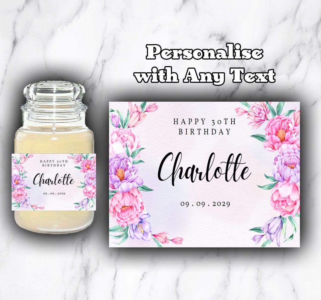 Personalised Pink Floral Label Sticker for Candles - Etsy