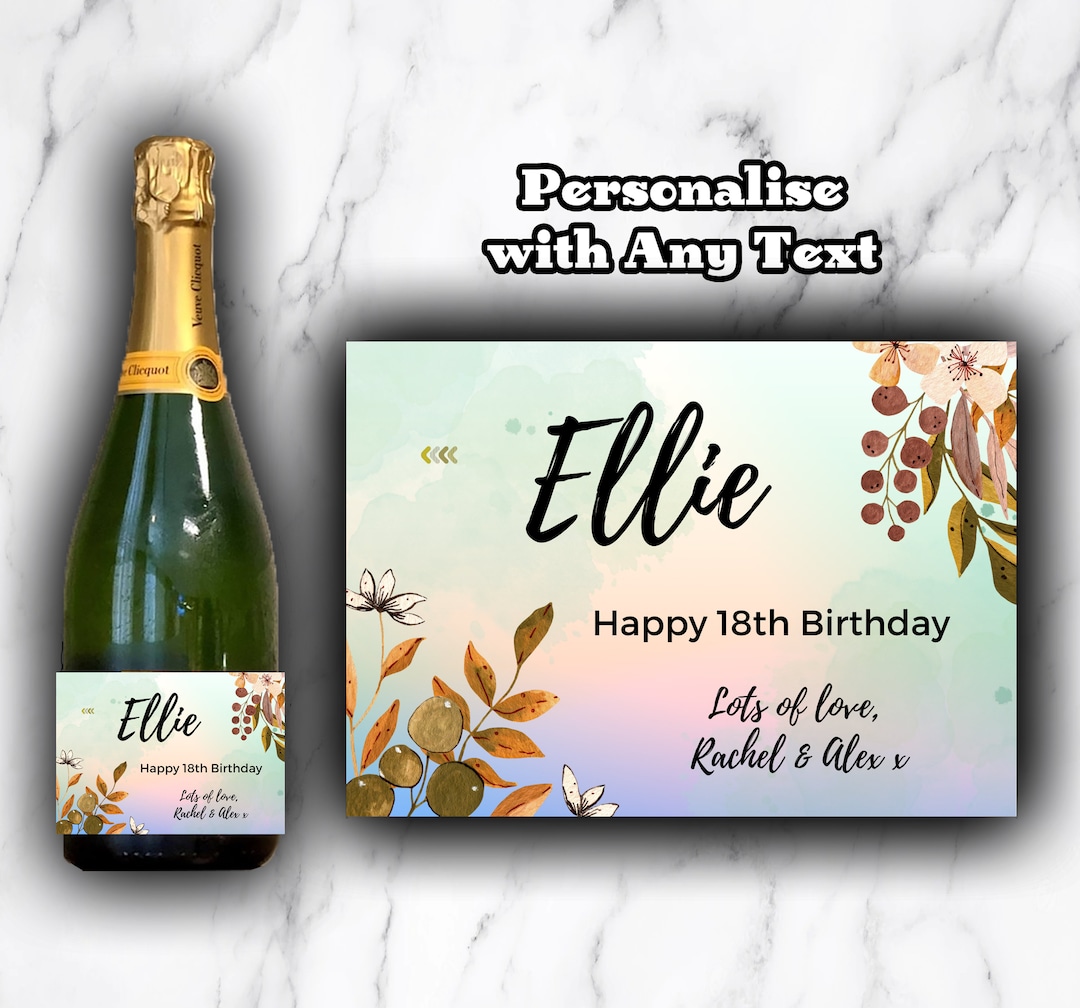 Personalised Colourful Label Sticker for Prosecco Champagne Wine ...