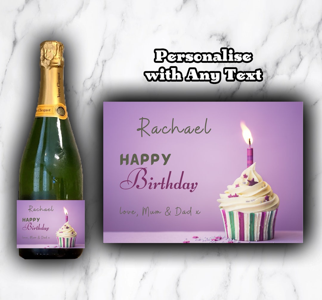 Personalised Prosecco Label Purple Label Sticker for Prosecco Champagne ...