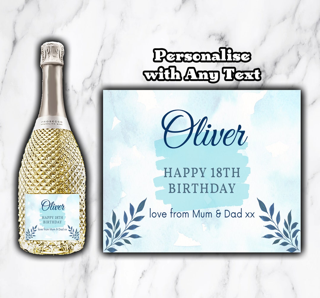 Personalised Baby Blue Label Sticker for Prosecco Champagne Wine ...