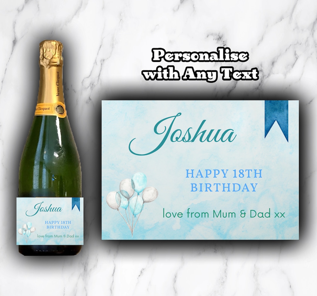 Personalised Prosecco Label Blue Ribbon Label Sticker for Prosecco ...