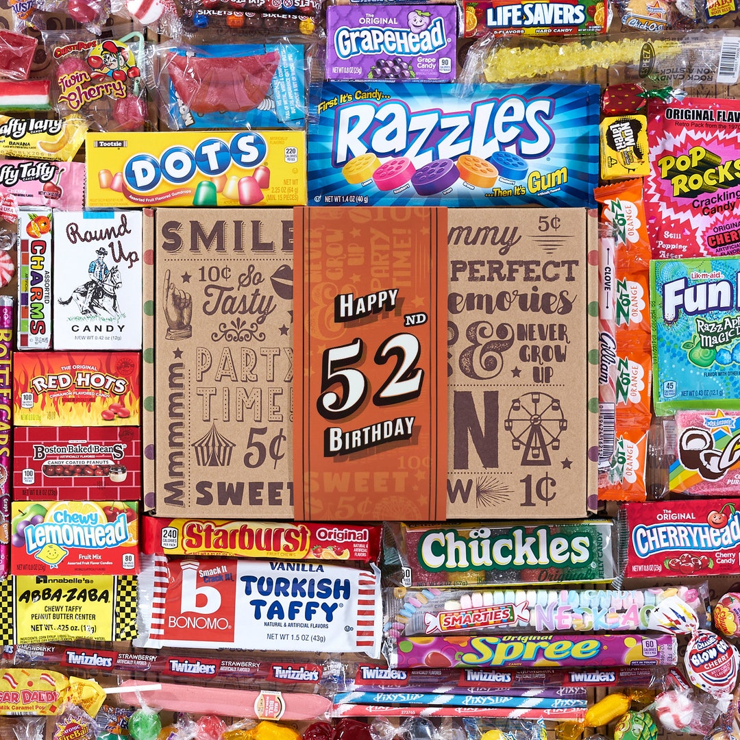Vintage Candy Co. 52nd Birthday Candy Gift Assortment | Happy Bday Care ...