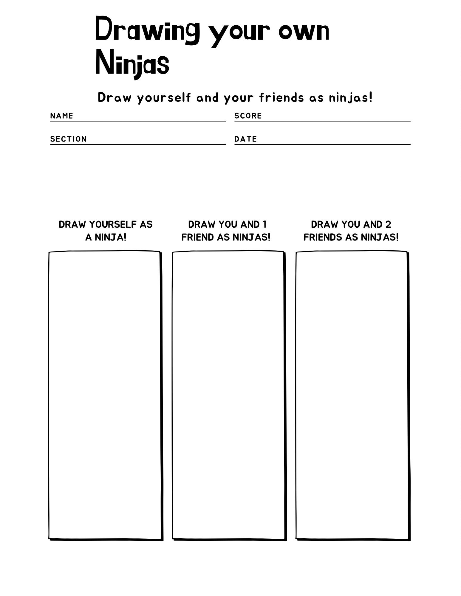 3 page ninja worksheets for kindergarten students | Etsy