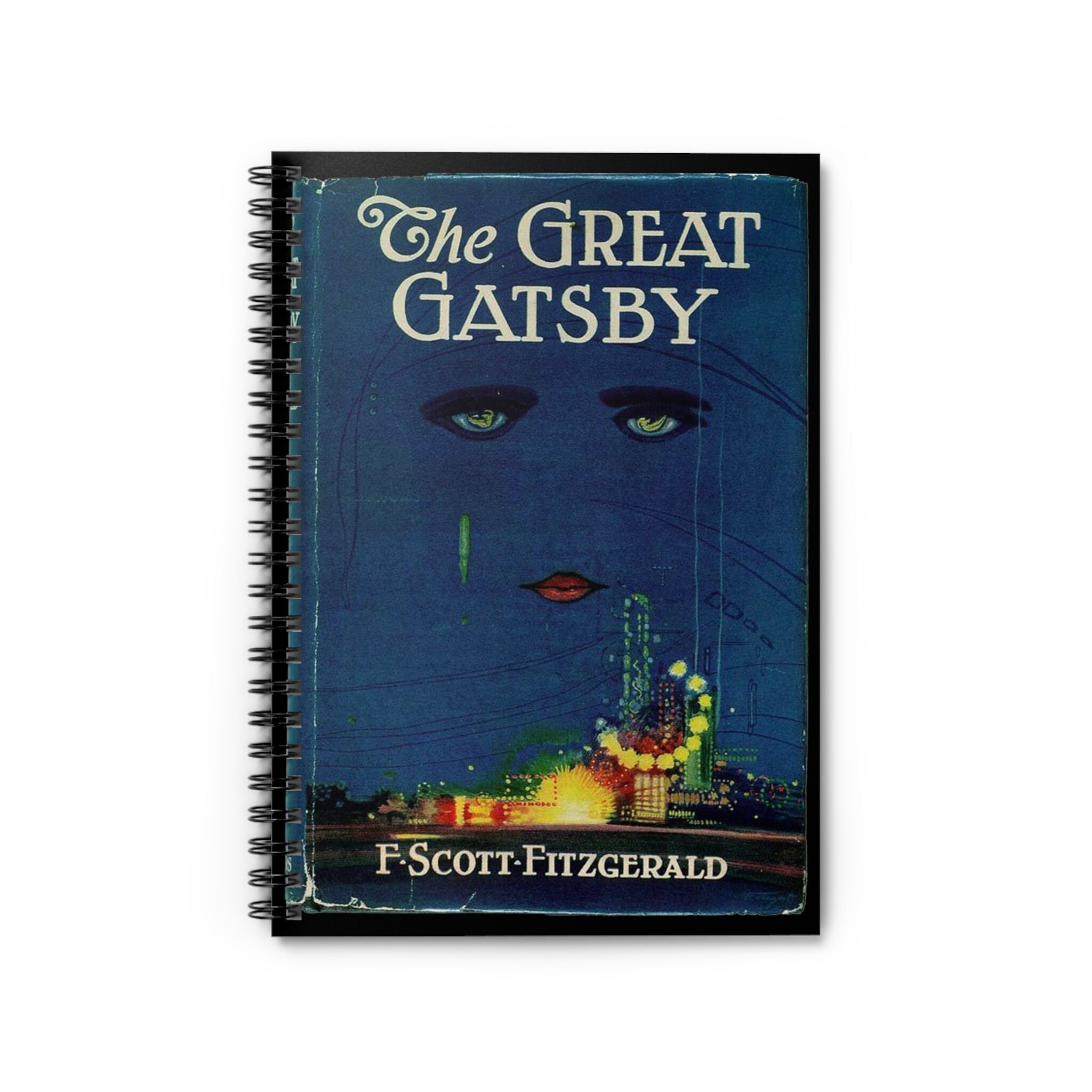 The Great Gatsby Book Cover Spiral Notebook-journal-ruled Line-old Book ...
