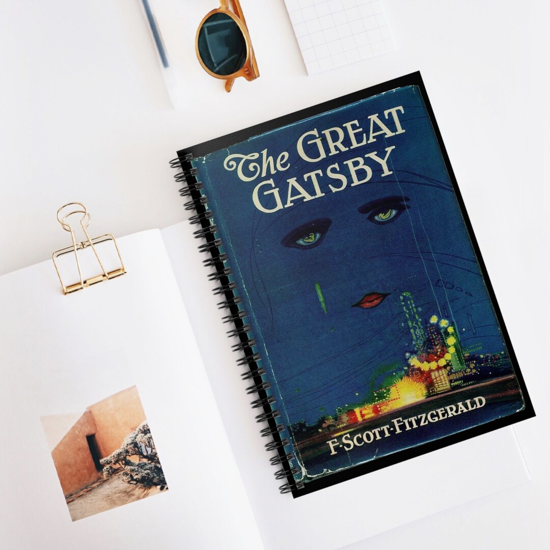 The Great Gatsby Book Cover Spiral Notebook-journal-ruled Line-old Book ...