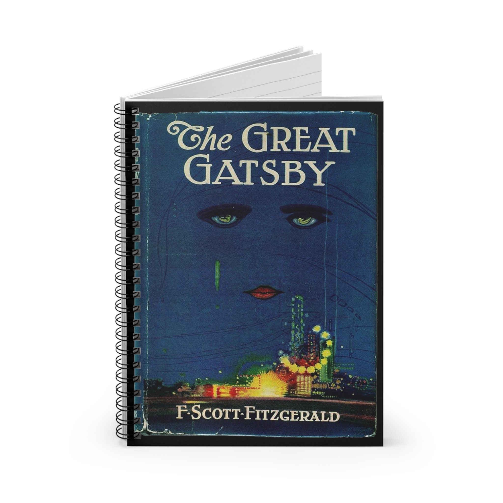 The Great Gatsby Book Cover Spiral Notebook-journal-ruled Line-old Book ...
