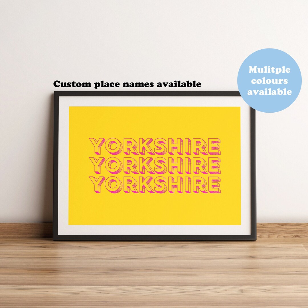 Yorkshire Typography Print | Custom Place Names Print | Minimalist ...