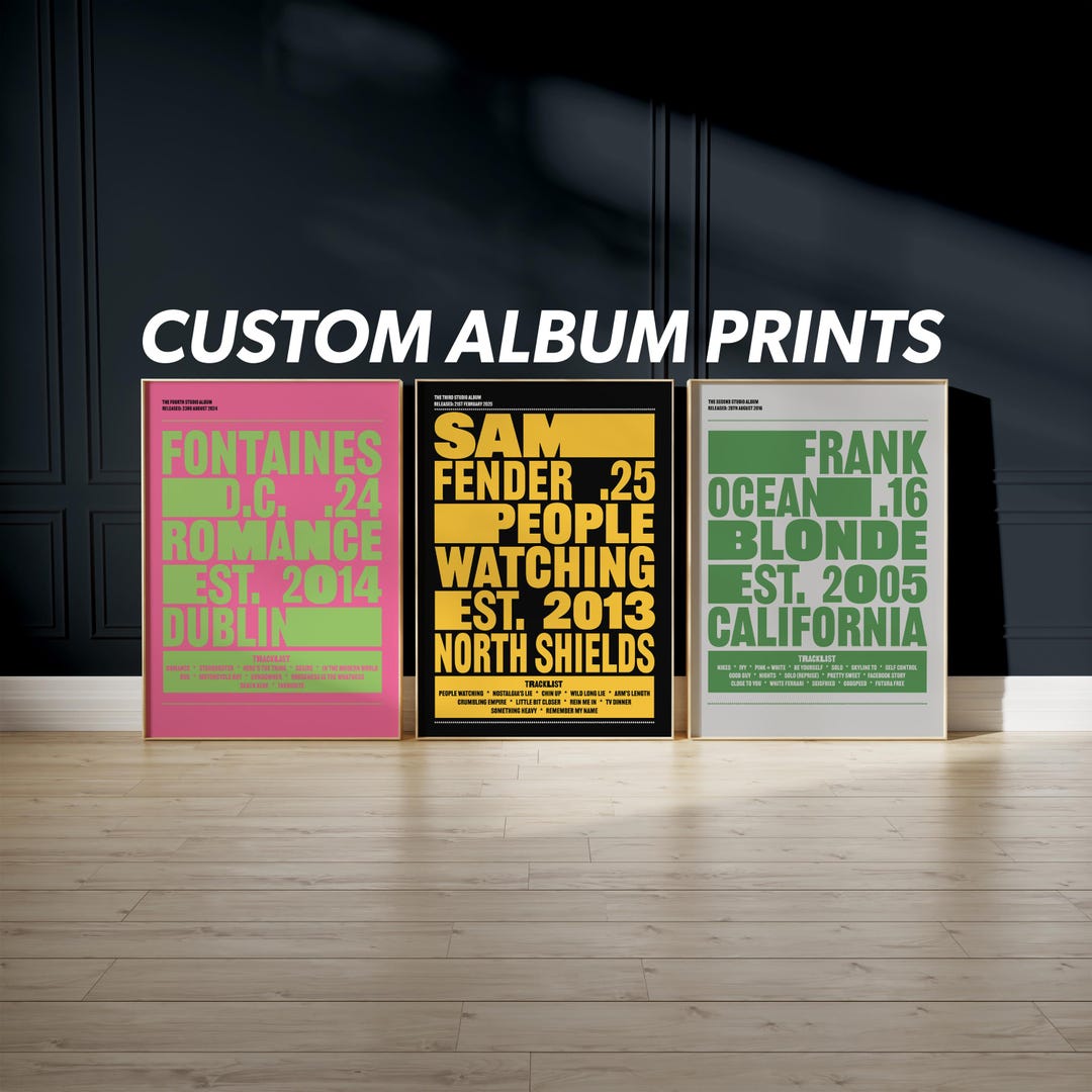Custom Album Typography Prints | Custom Album Prints | Typography ...