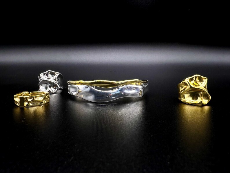 Melted Surface Ring Authentic 925 Sterling Silver / Thick Band Ring ...