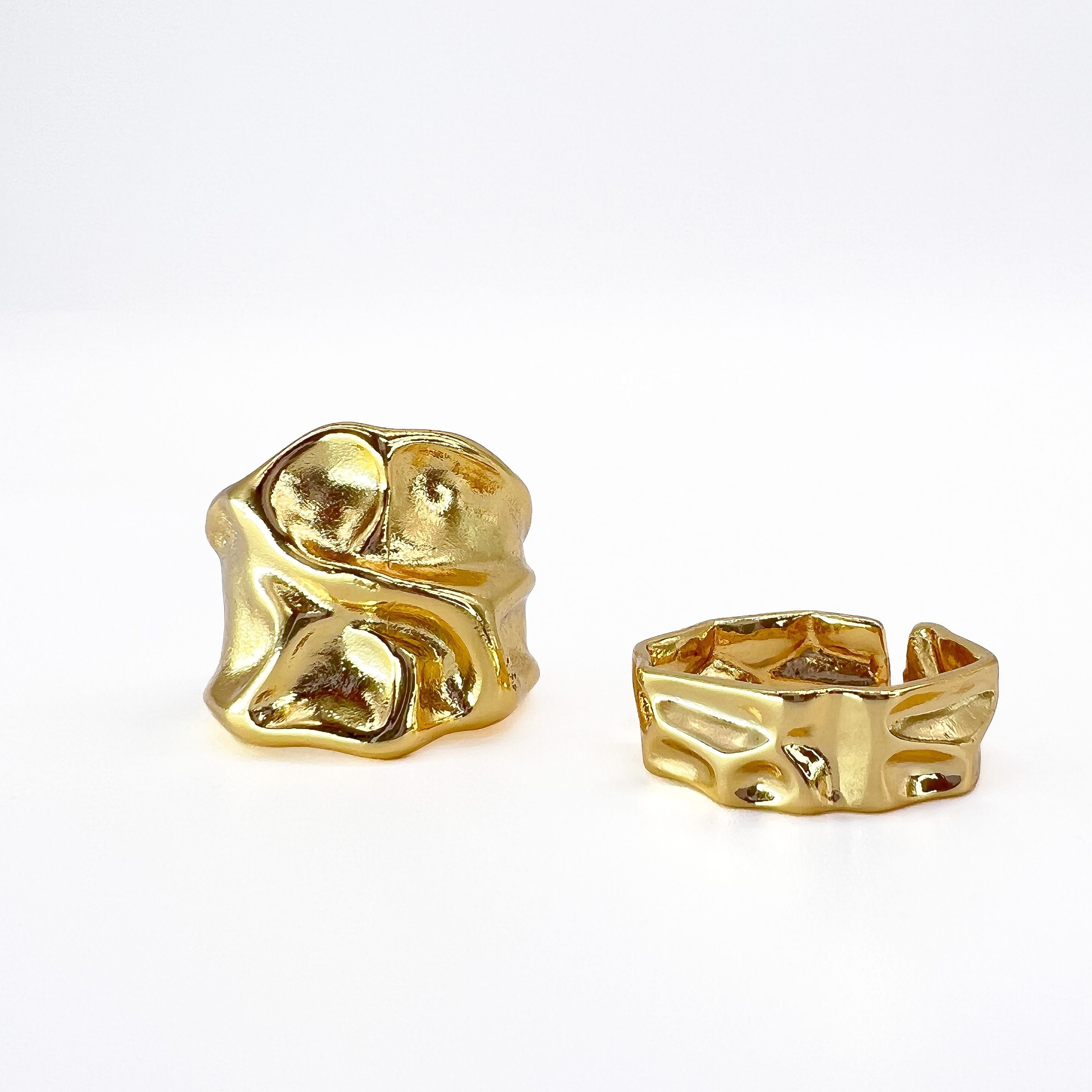Melted Surface Ring Authentic 925 Sterling Silver / Thick Band Ring ...