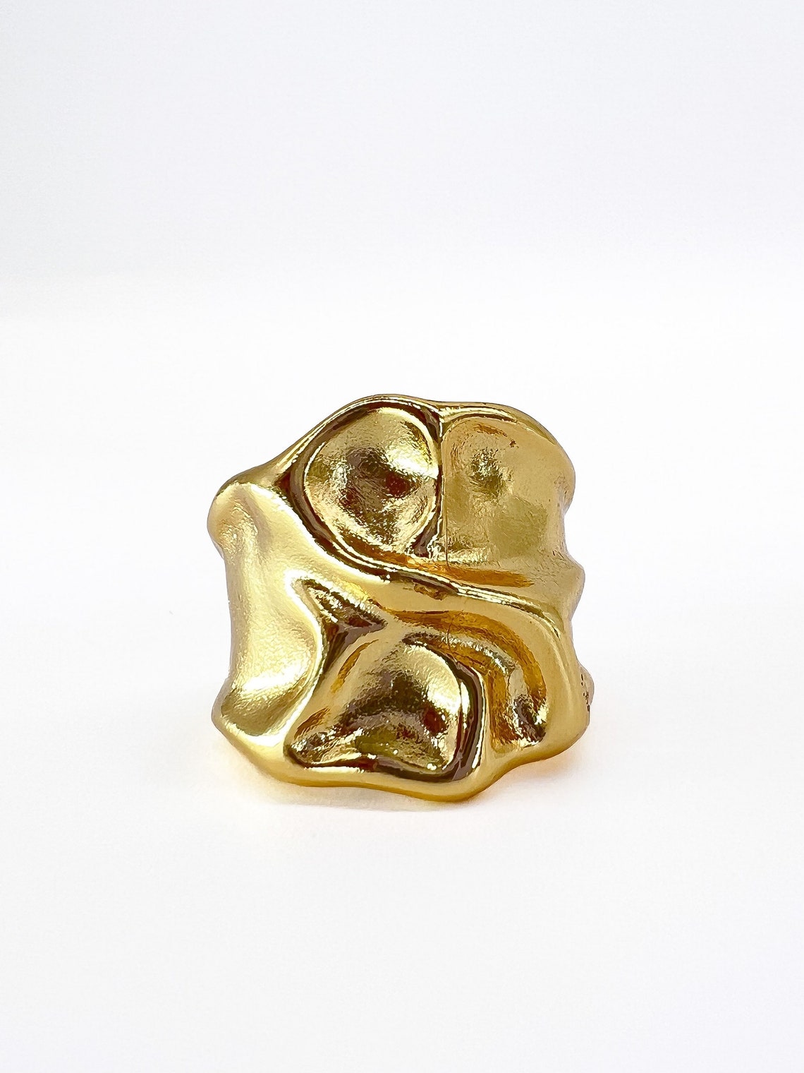 Melted Surface Ring Authentic 925 Sterling Silver / Thick Band Ring ...
