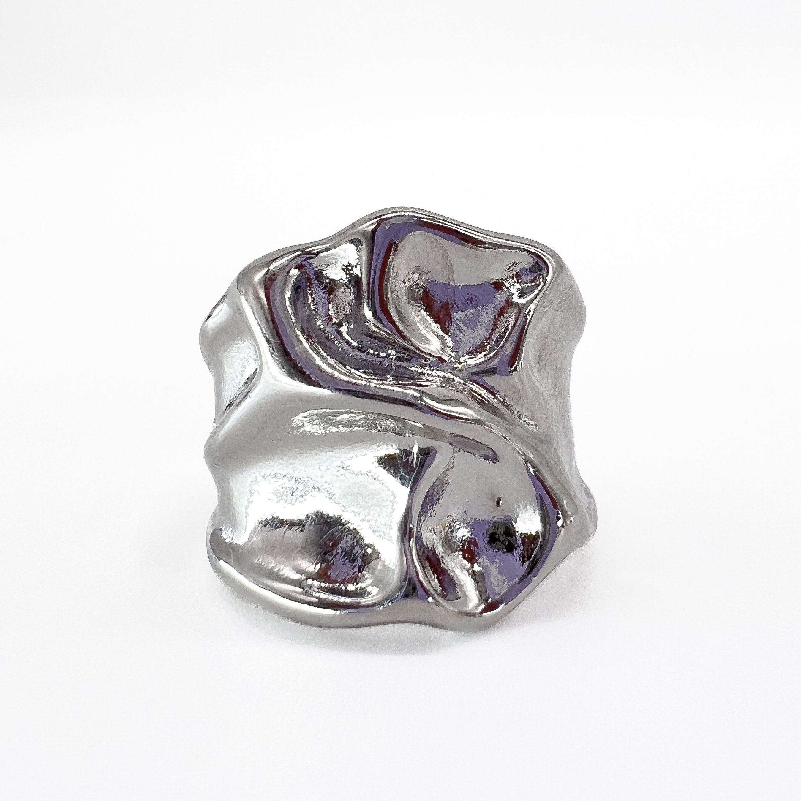 Melted Surface Ring Authentic 925 Sterling Silver / Thick Band Ring ...