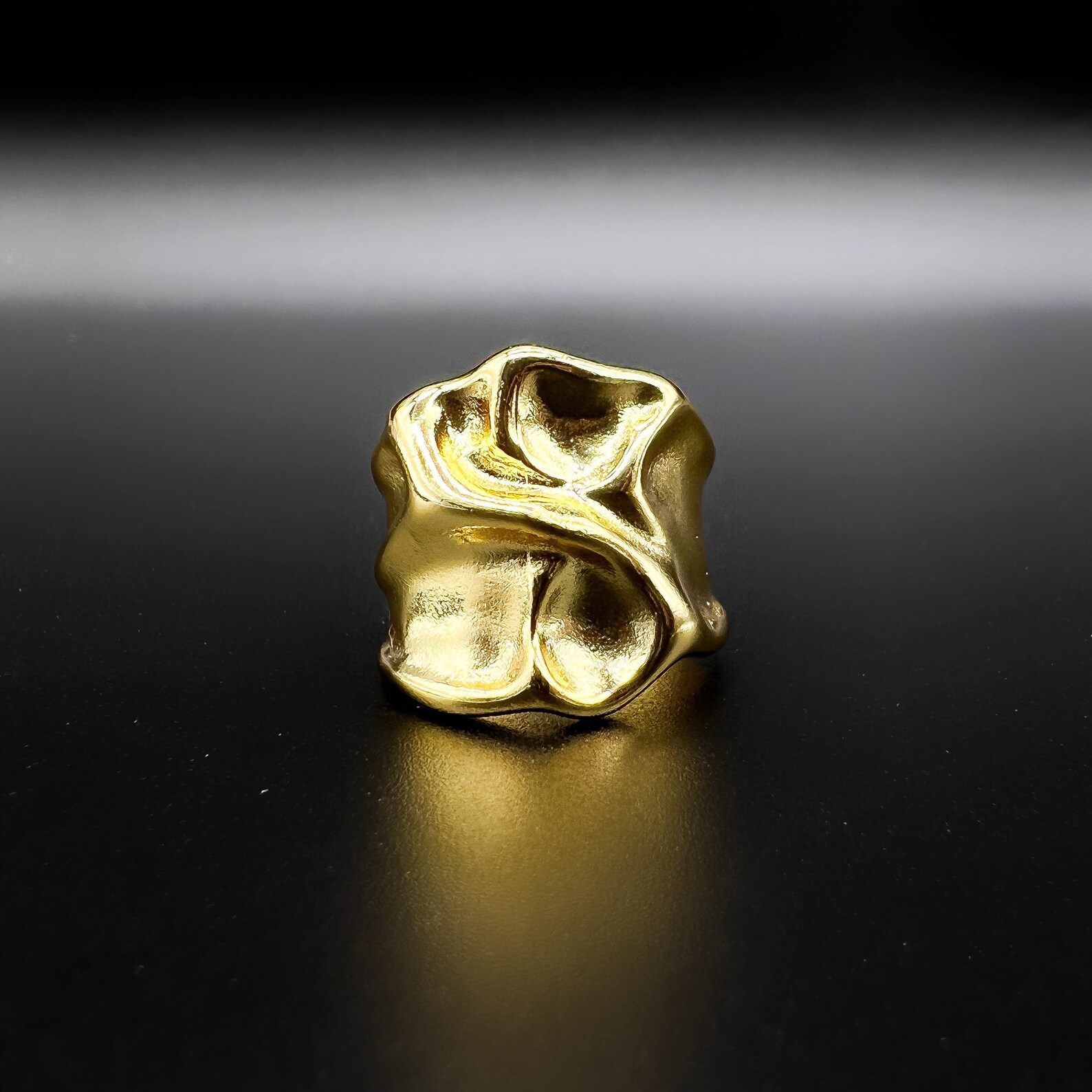 Melted Surface Ring Authentic 925 Sterling Silver / Thick Band Ring ...