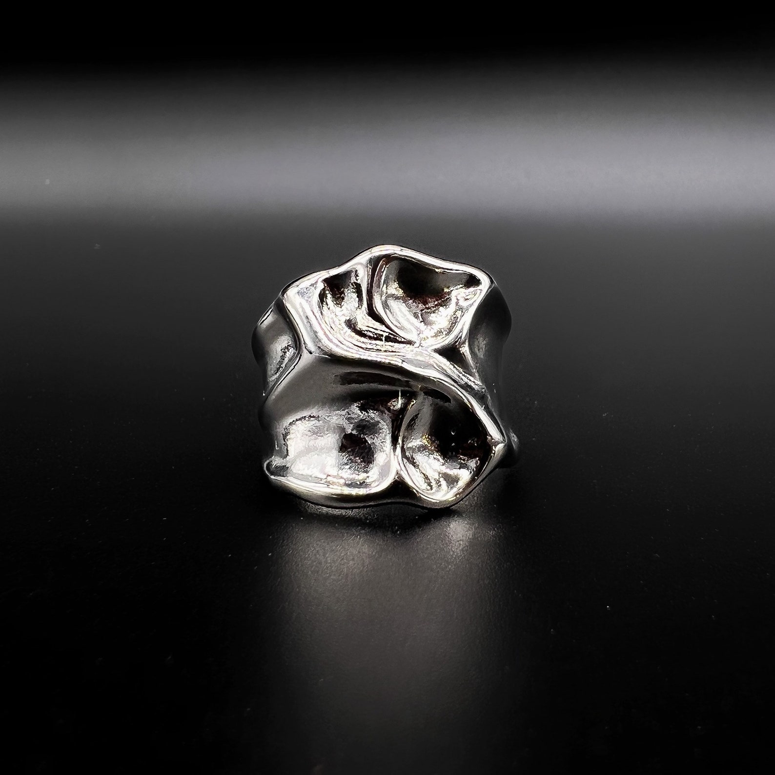 Melted Surface Ring Authentic 925 Sterling Silver / Thick Band Ring ...