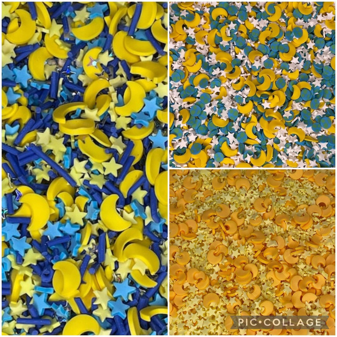 Crescent Moons Stars Fimo Slice Polymer Clay Slime Nail Art Resin ...