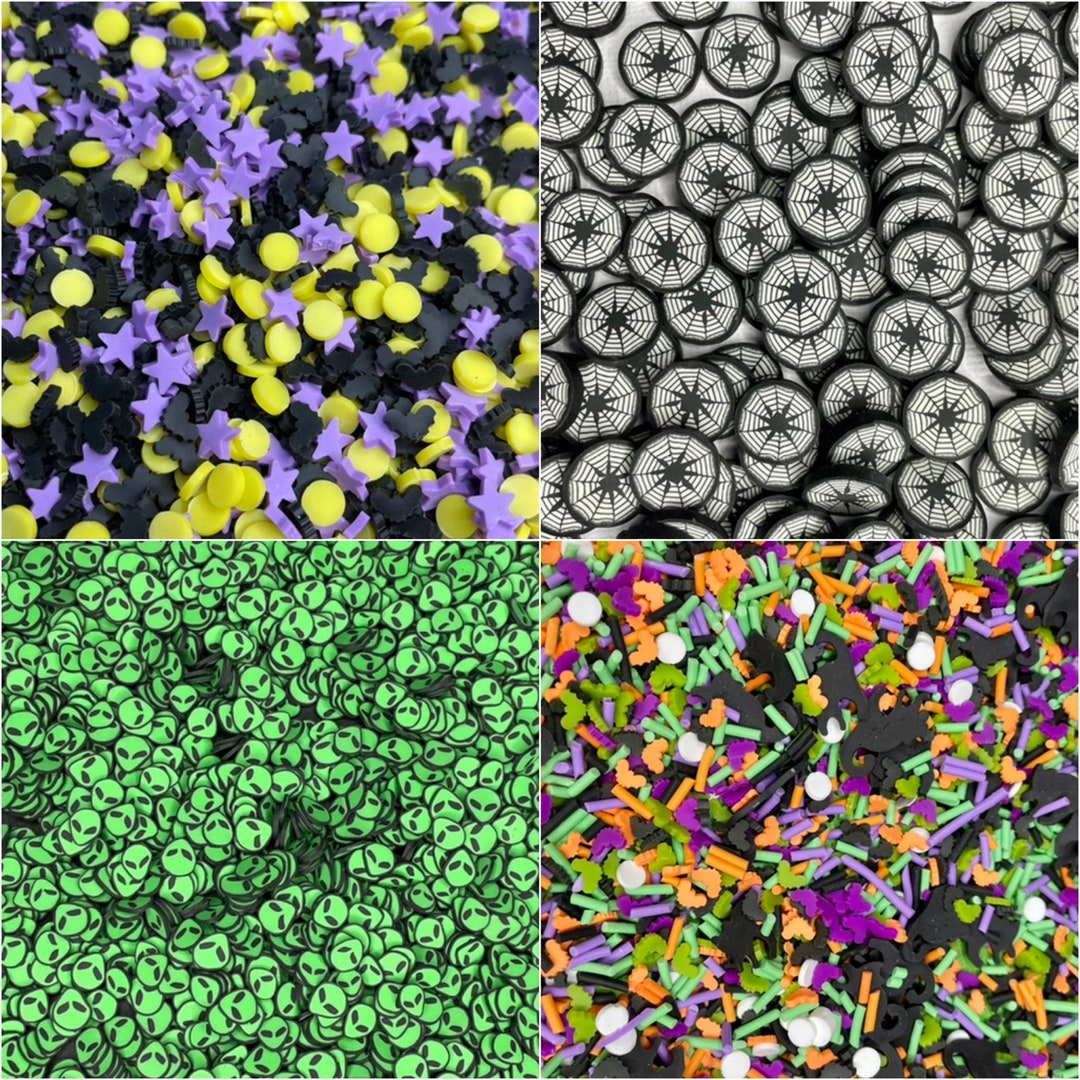 Halloween Fimo Slices - Spiderweb Spider Alien Bat Cats Art Resin Craft ...