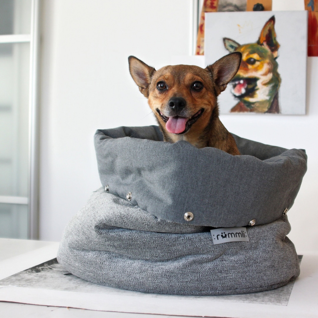 Minimalist Plush Dog Snuggle Bag | Reversible Travel Pet Bed - Etsy