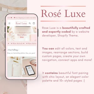 Pink Shopify Theme, Rose Gold Website Template Design, Feminine Shopify ...