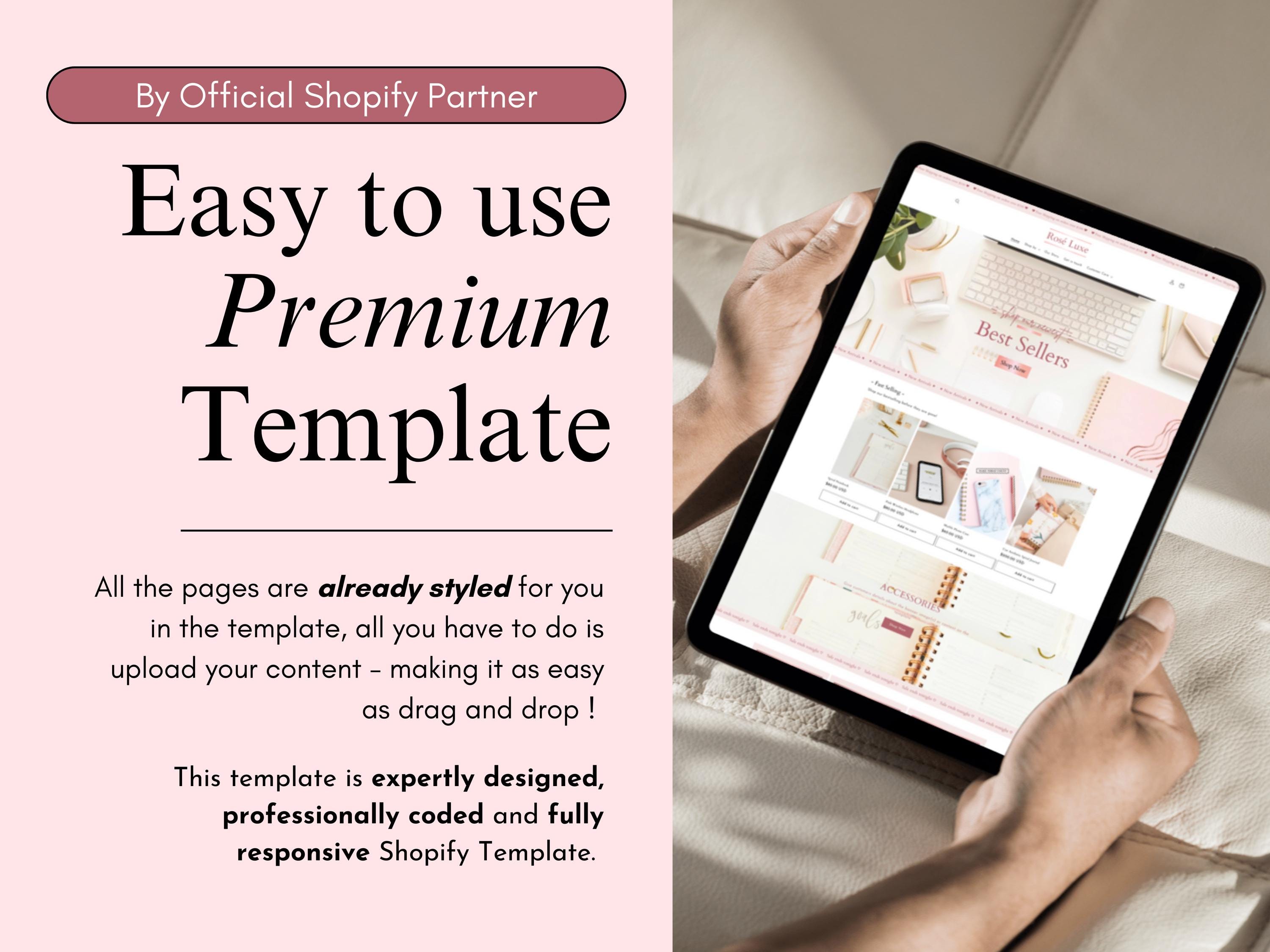 Pink Shopify Theme, Rose Gold Website Template Design, Feminine Shopify ...