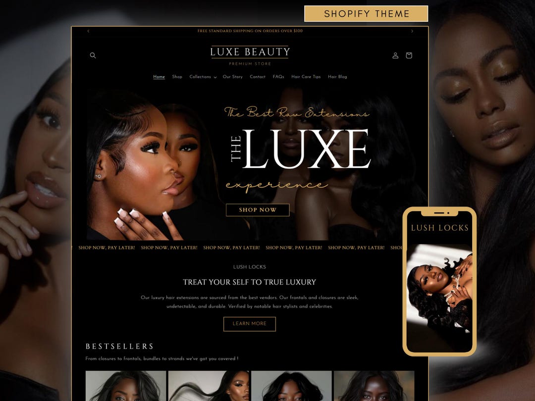 Luxury Hair Shopify Theme, Hair Shopify Store, Shopify Theme for Hair ...