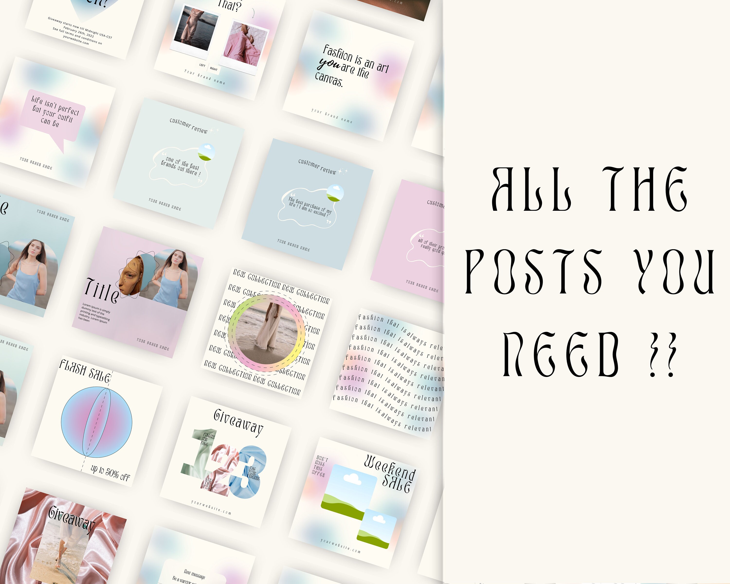 Gradient Instagram Post Templates, Gradient Canva Templates, Pastel ...