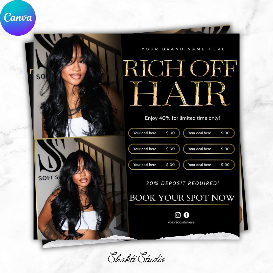 Hair Flyer Template | Editable Canva Template - Etsy