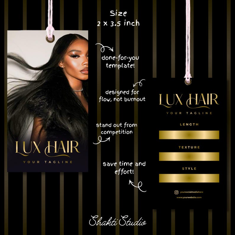 Hair Tag Template, Editable Hair Tag, DIY Hair Hang Tag Design, Hair ...