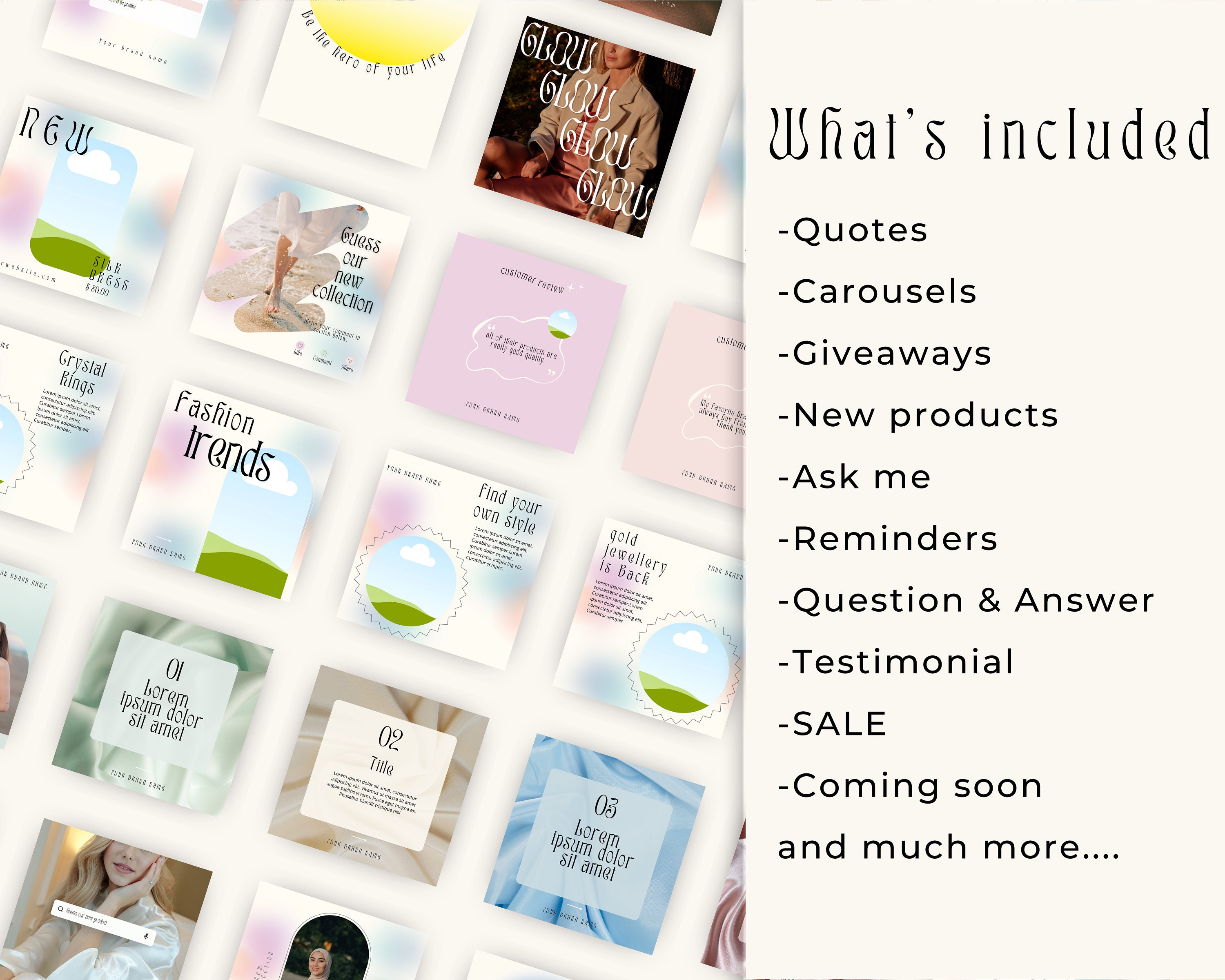 Gradient Instagram Post Templates, Gradient Canva Templates, Pastel ...