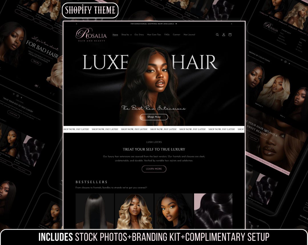 Shopify Hair Website Theme, Shopify Hair Stylist Theme, Extensions ...