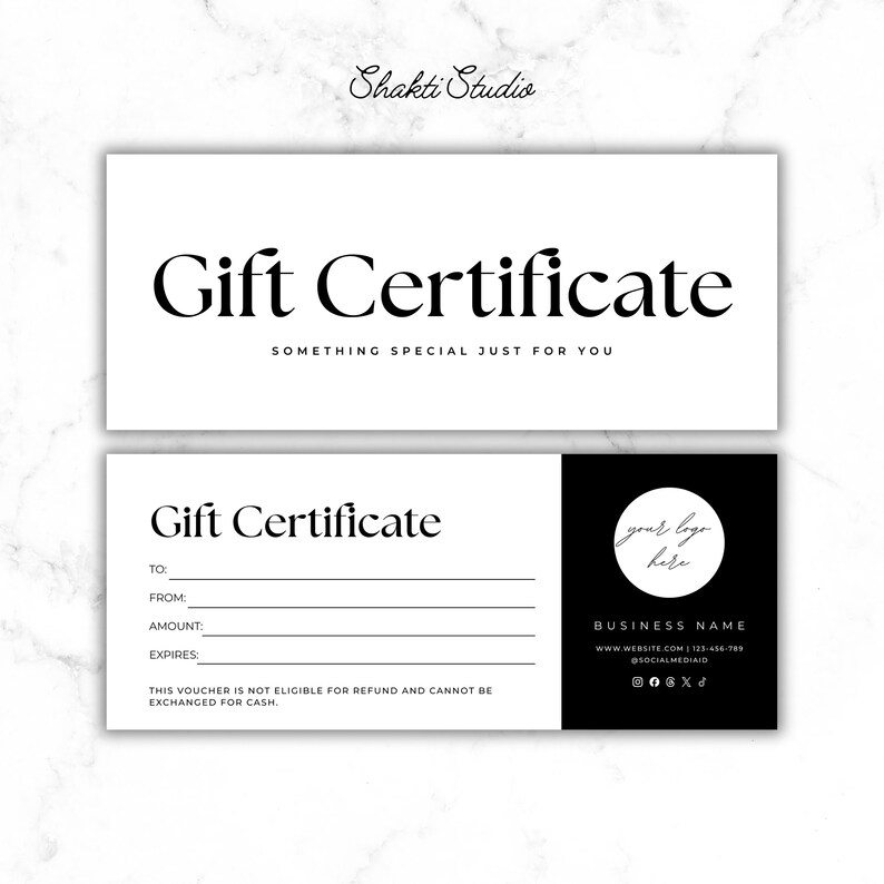 Gift Certificate Template Printable and Editable Luxury Small Business ...