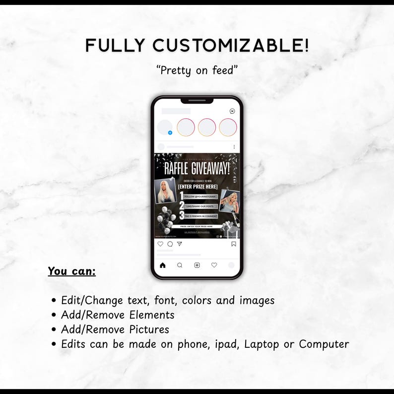 Raffle Giveaway Flyer Template, Social Media Template, Editable Canva ...