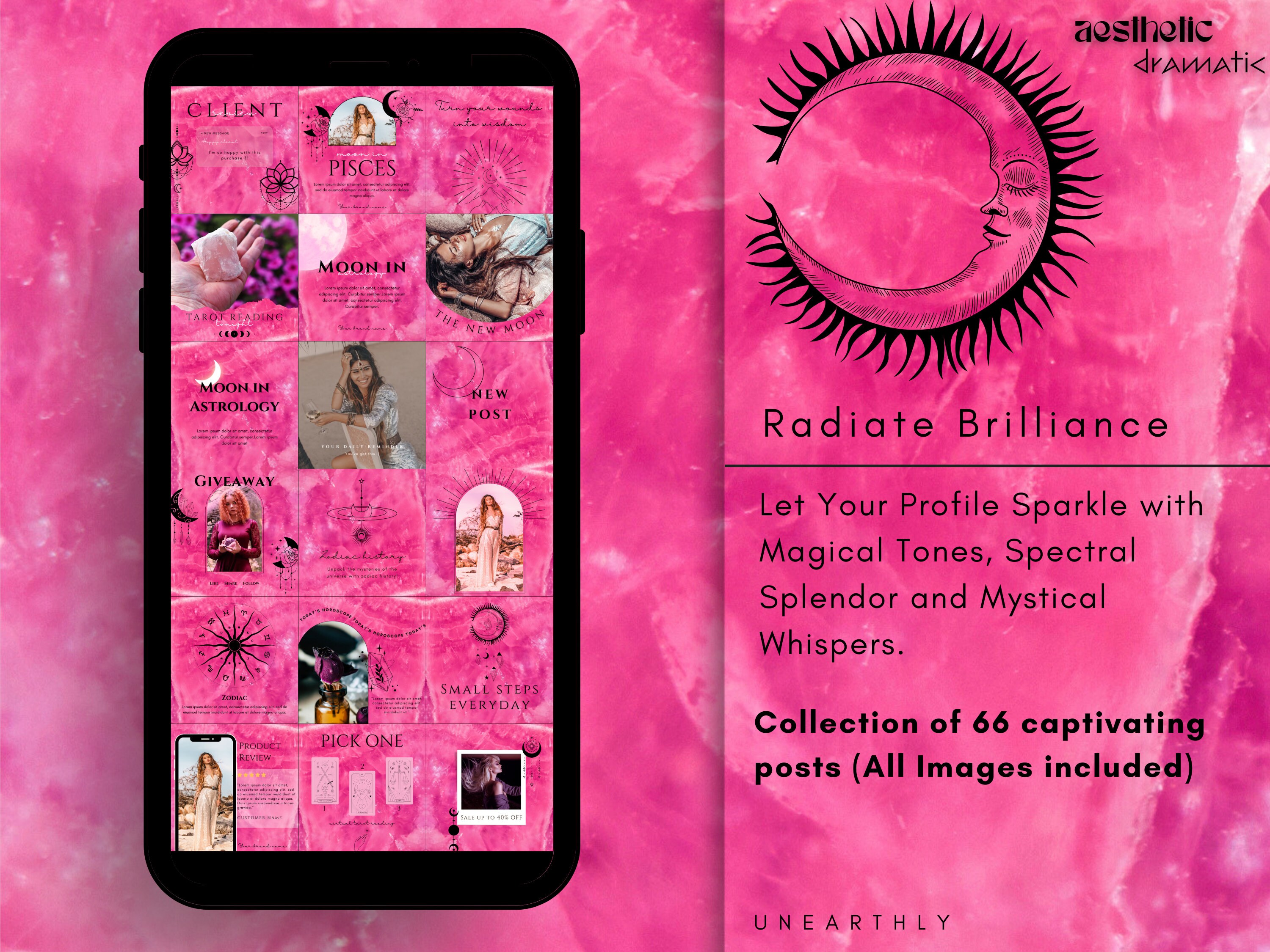 Crystal Instagram Post Template, Spiritual Canva Instagram Post, Pearl ...