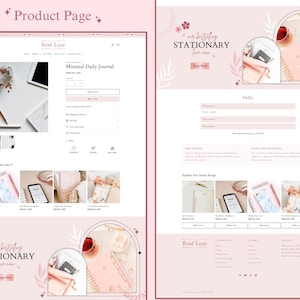 Pink Shopify Theme, Rose Gold Website Template Design, Feminine Shopify ...