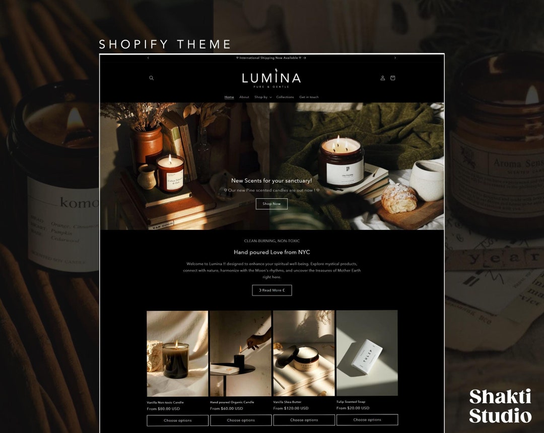 Dark Candle Shopify Theme Template, Skincare, Spa, Soap, Minimal ...