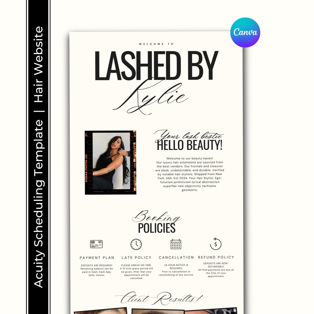 Minimalist Lash Acuity Scheduling Website Lash Tech Template Acuity ...