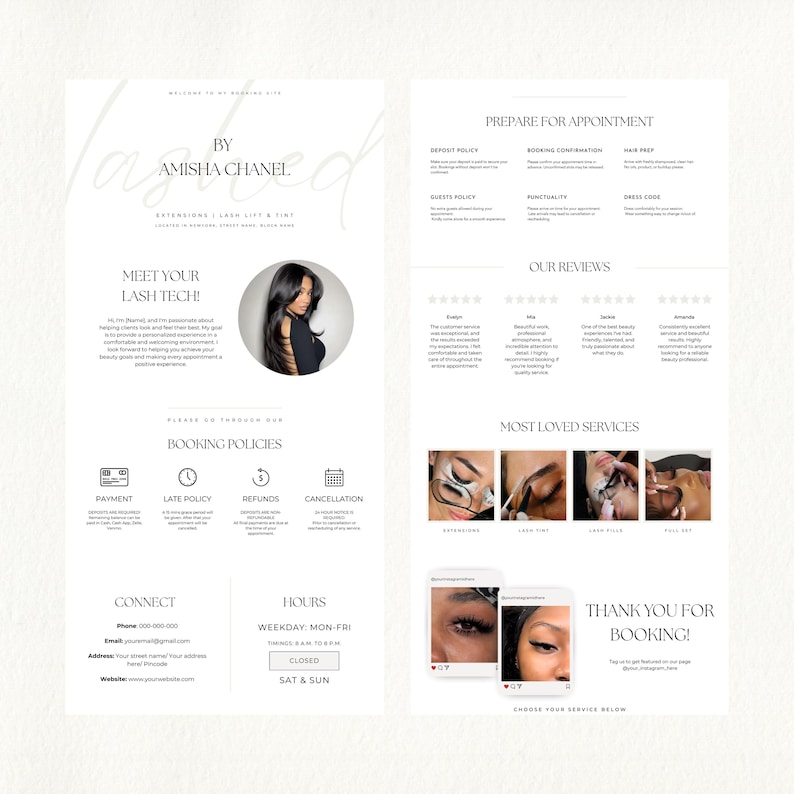 Acuity Scheduling Template for Lash Techs (canva) - Etsy Canada