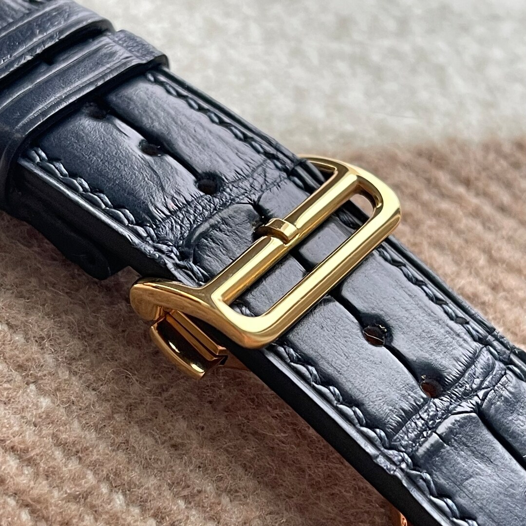 Handmade Deep Blue Crocodile Watch Strap With Gold Hardware and ...
